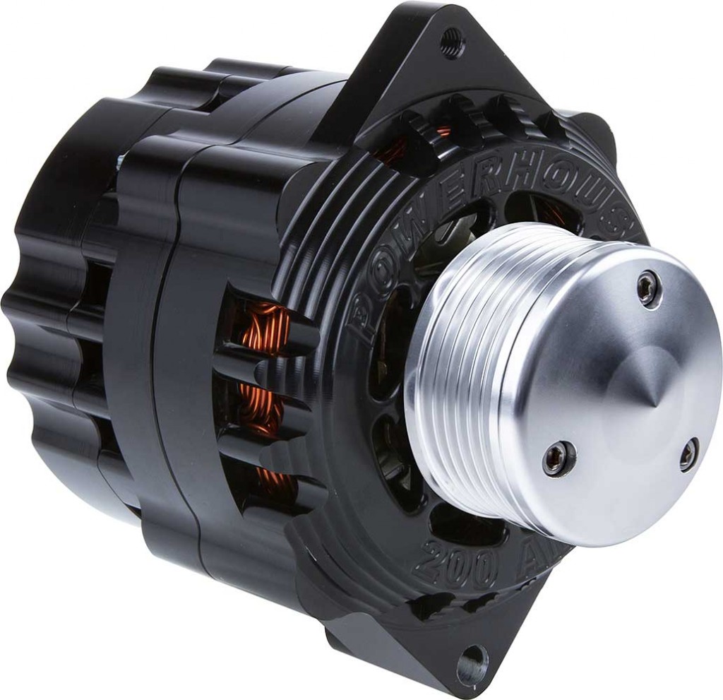 Powerhouse Billet 200 amp – w/Multi-V 6 groove pulley – Black Anodized ...
